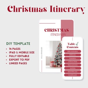 Christmas Itinerary Travel Mobile Template. Digital Editable Travel ...