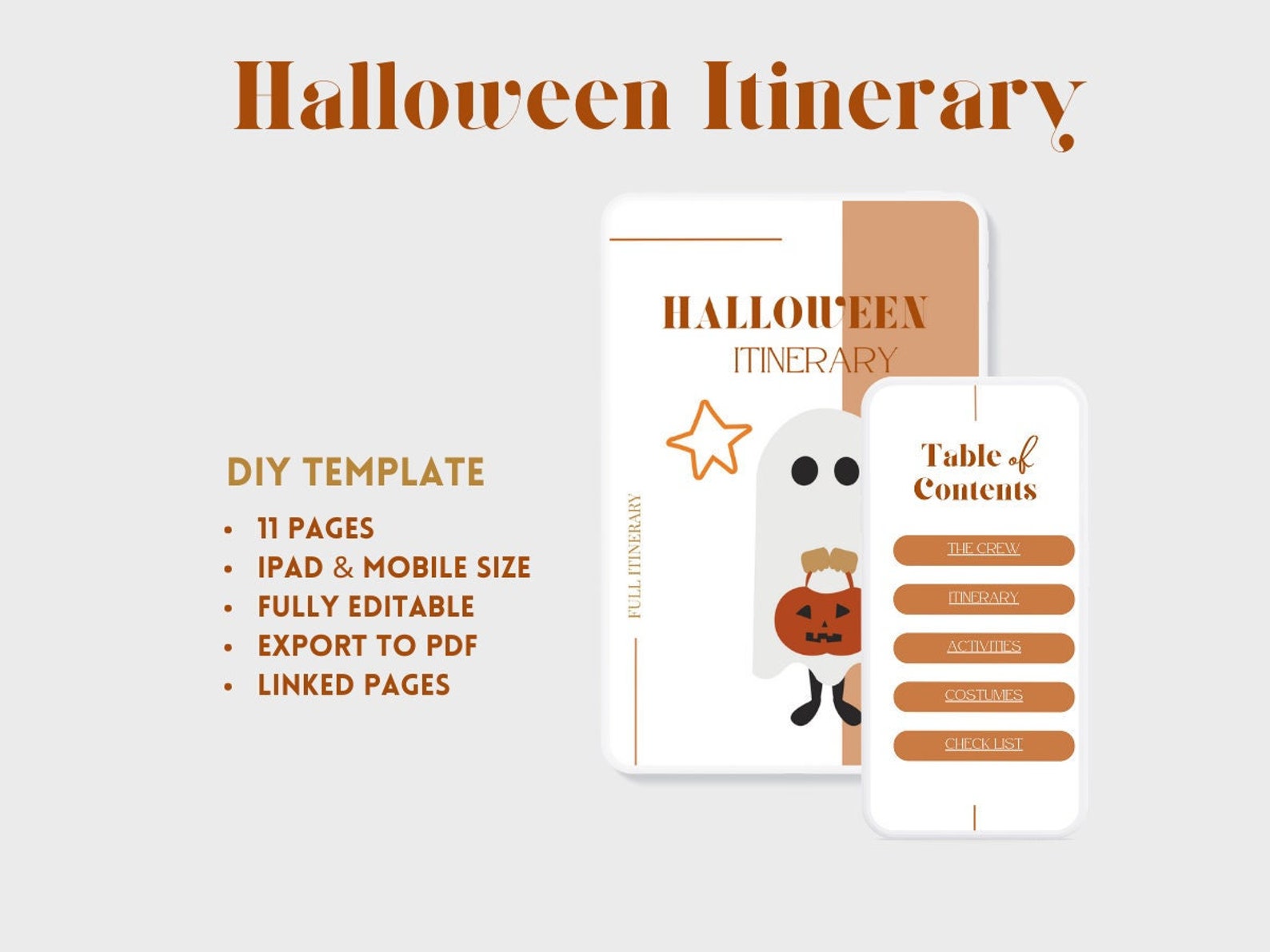 Halloween Costume Party Itinerary Mobile & iPad Template. Digital ...