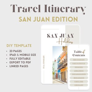 San Juan Holiday Travel Itinerary Mobile & iPad Template. Digital ...