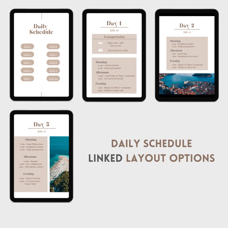Summer Holiday Travel Itinerary Mobile & iPad Template. Digital ...