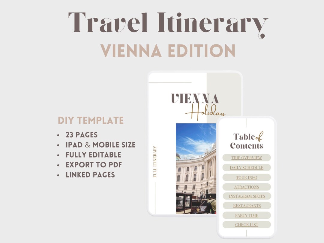 Vienna Holiday Travel Itinerary Mobile & iPad Template. Digital ...