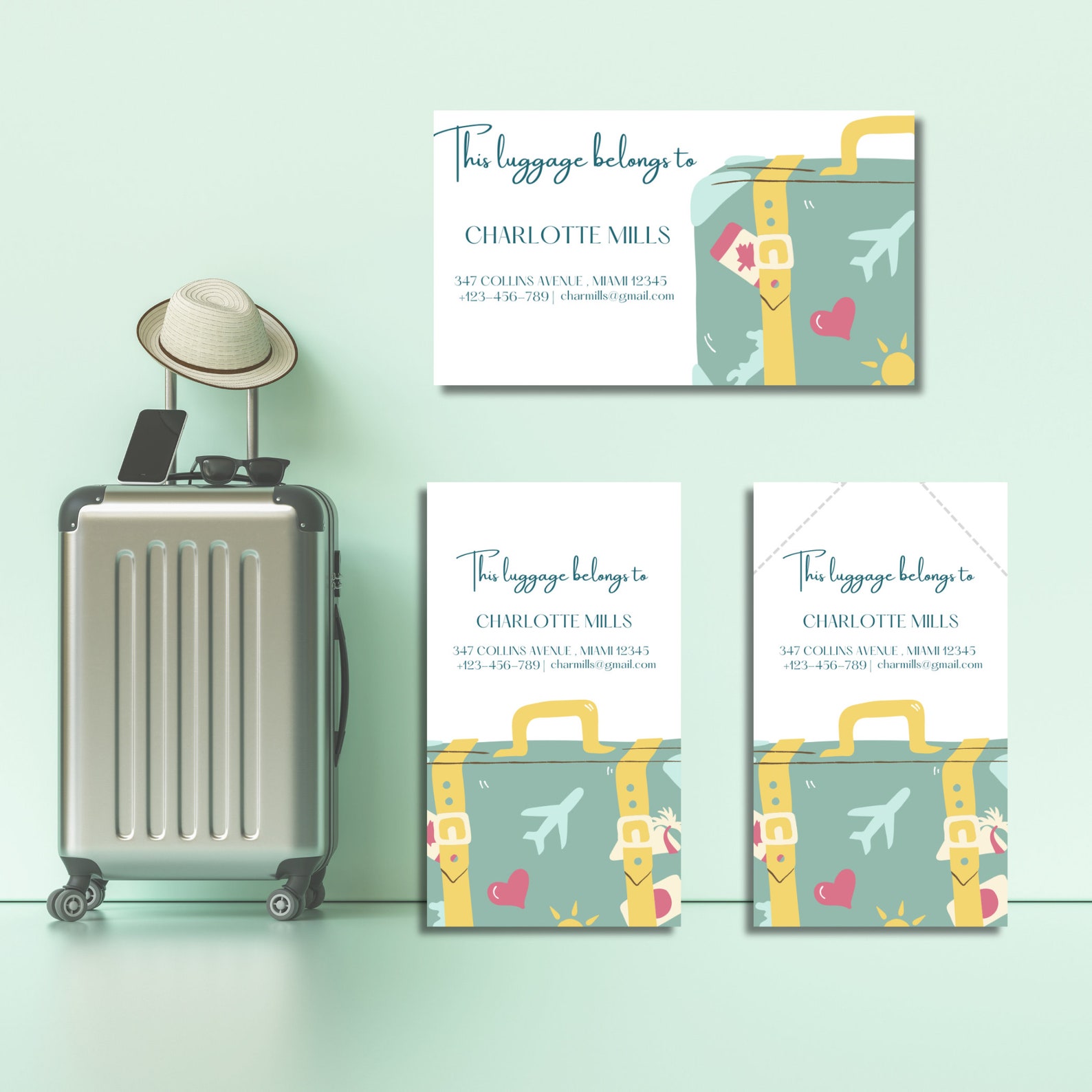 Editable Luggage Tag Template. Travel Itinerary. Digital Editable ...