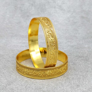 Gold Plated Kade Kangan, Antique Finish Bangles, Wedding Indian Temple ...