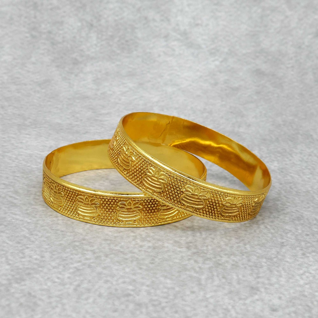 Gold Plated Bangle: Antique Indian Kada, Matte Finish, - Etsy
