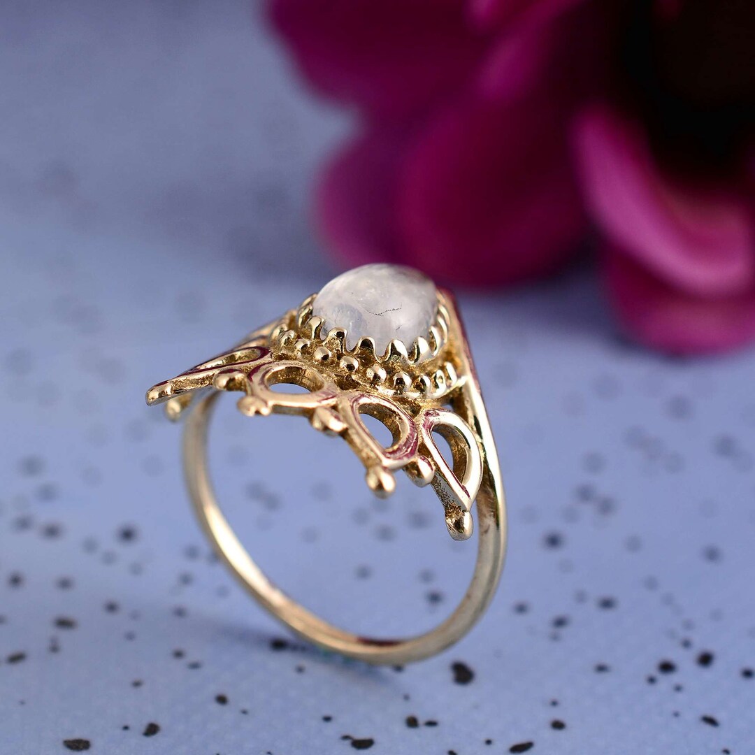 Kronen Design Mondstein Ring für Frauen, Mondstein Ring, Ring ...