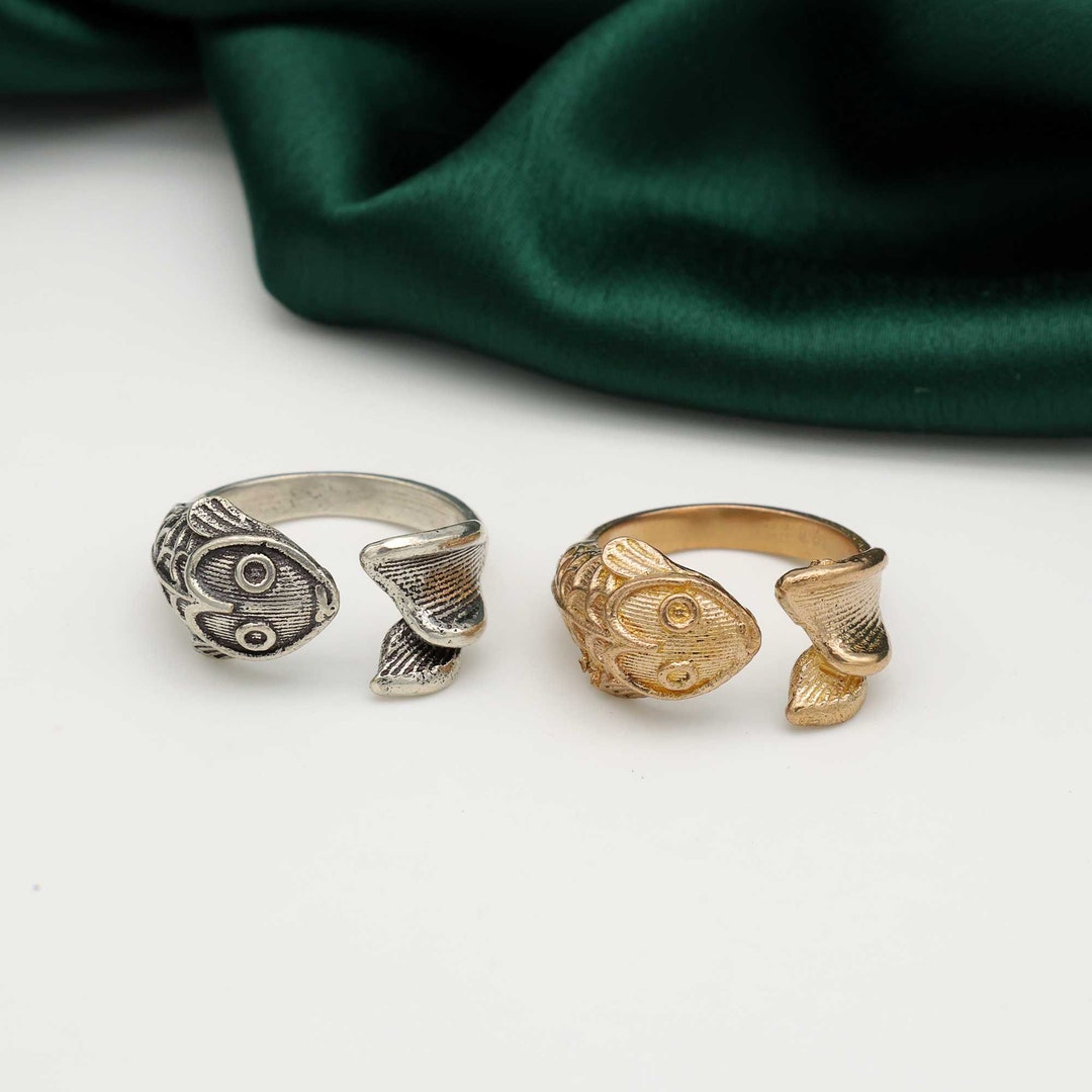 Gold Fish Ring: Adjustable Brass Sea Ring, - Etsy