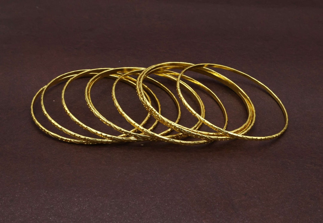 Gold Filled Bangle Set: Lightweight Ethnic Stacking Bangles, - Etsy