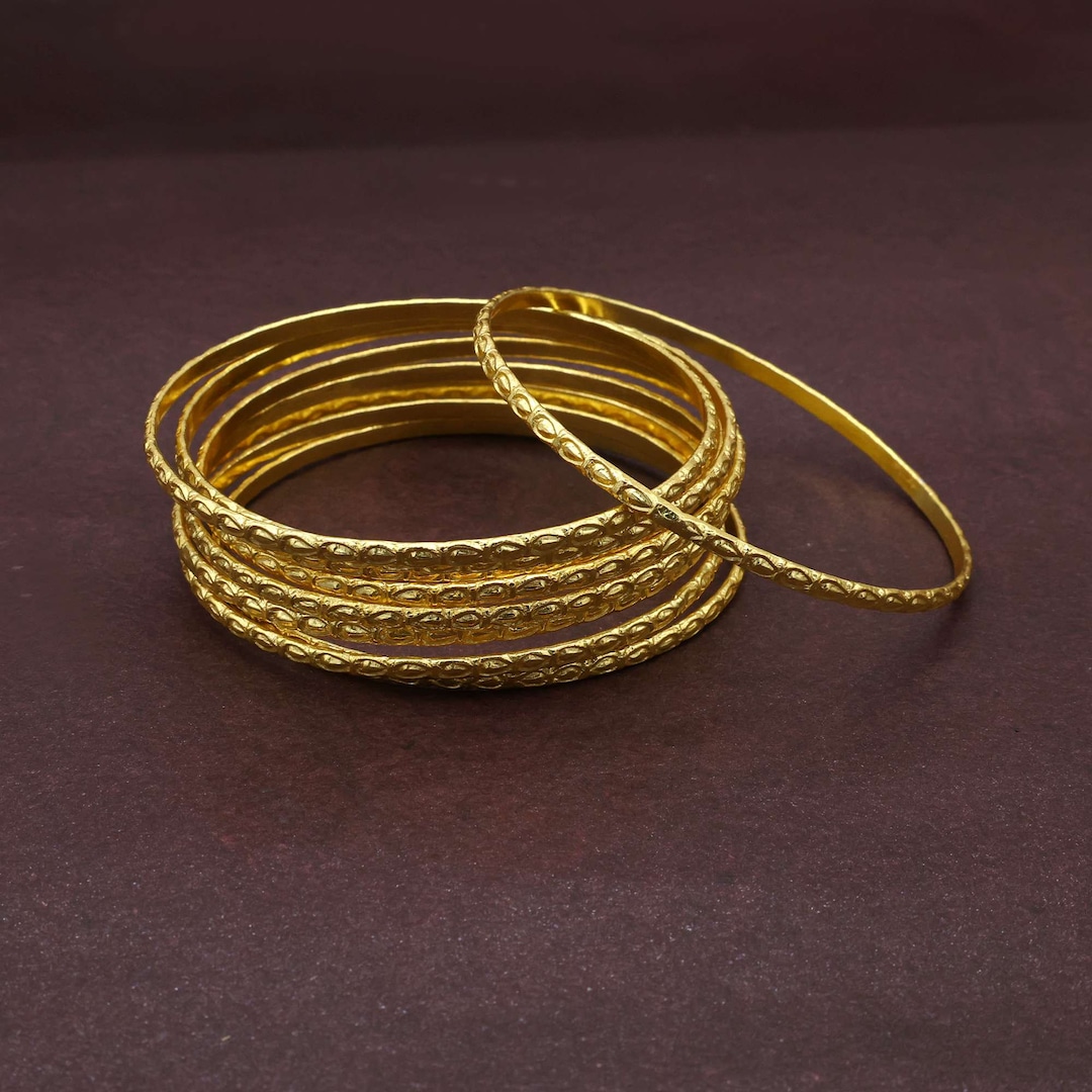 Bangles Set for Women's, Minimalist Gold Bangles, Stackable Bangles ...
