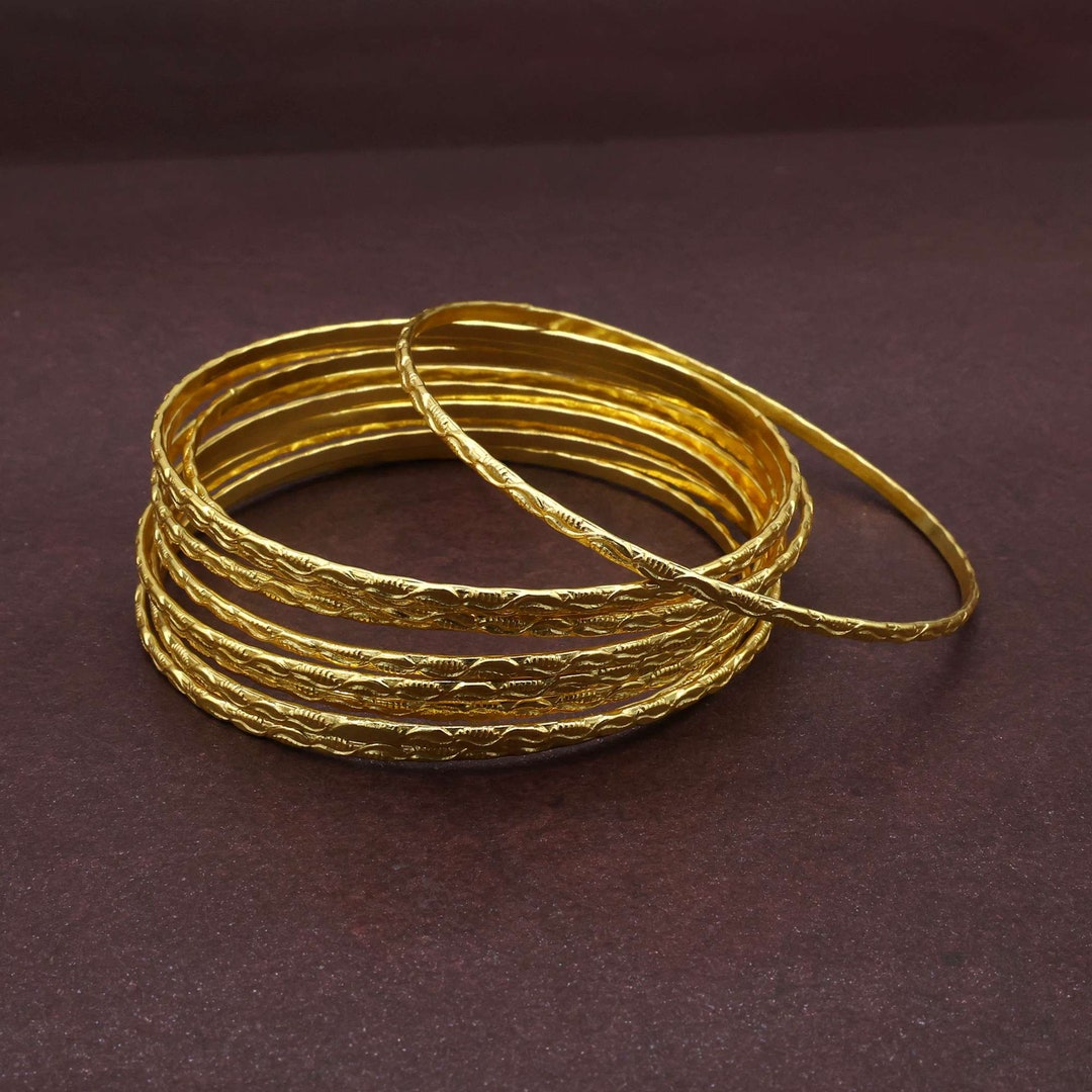 Gold Filled Bangles, Women Set of Bangles, Customized Size, Gold ...