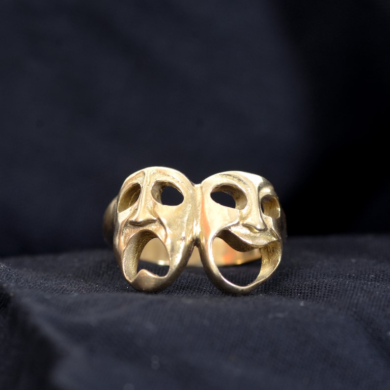 Duel Faced Theater Mask Ring for Men, Theater Comedy and Tragedy Masks ...