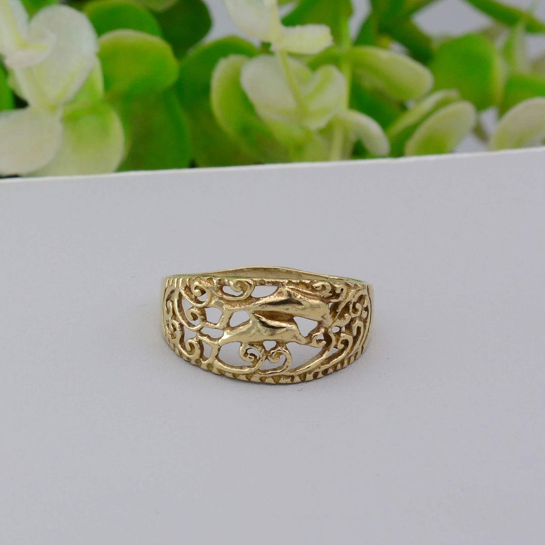 Gold Filigree Fish Ring, Delicate Gold Ring, Fish Ring, Animal Ring ...