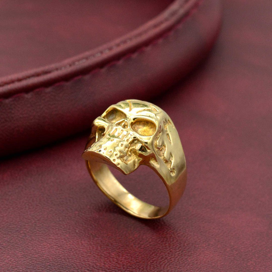 Gold Death Skull Ring, Gothic Ring, Skull Jewelry, Skeleton Ring, Punk ...