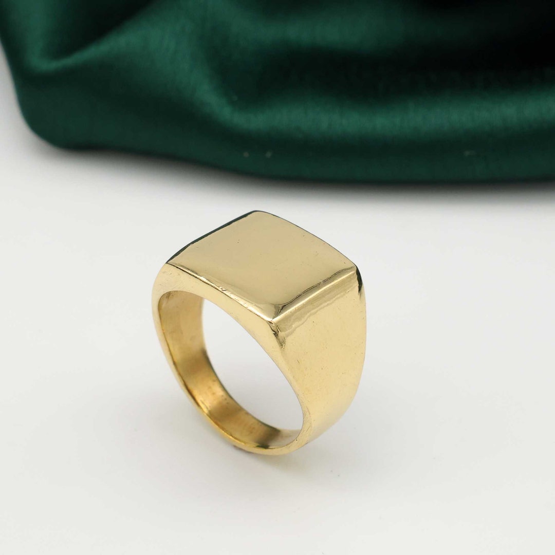 Brass Signet Ring, Handmade Ring, Square Gold Ring, Men Signet Ring ...