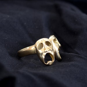 Duel Faced Theater Mask Ring for Men, Theater Comedy and Tragedy Masks ...