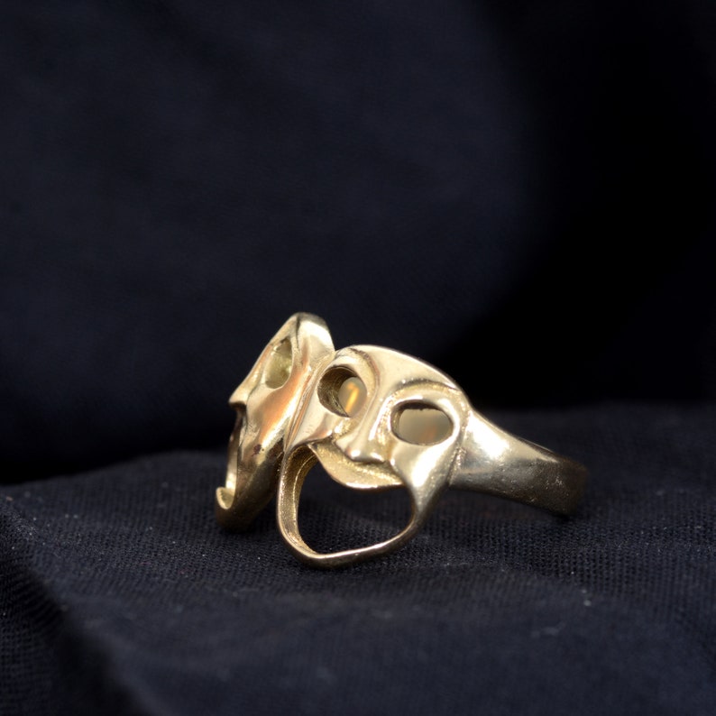 Duel Faced Theater Mask Ring for Men, Theater Comedy and Tragedy Masks ...