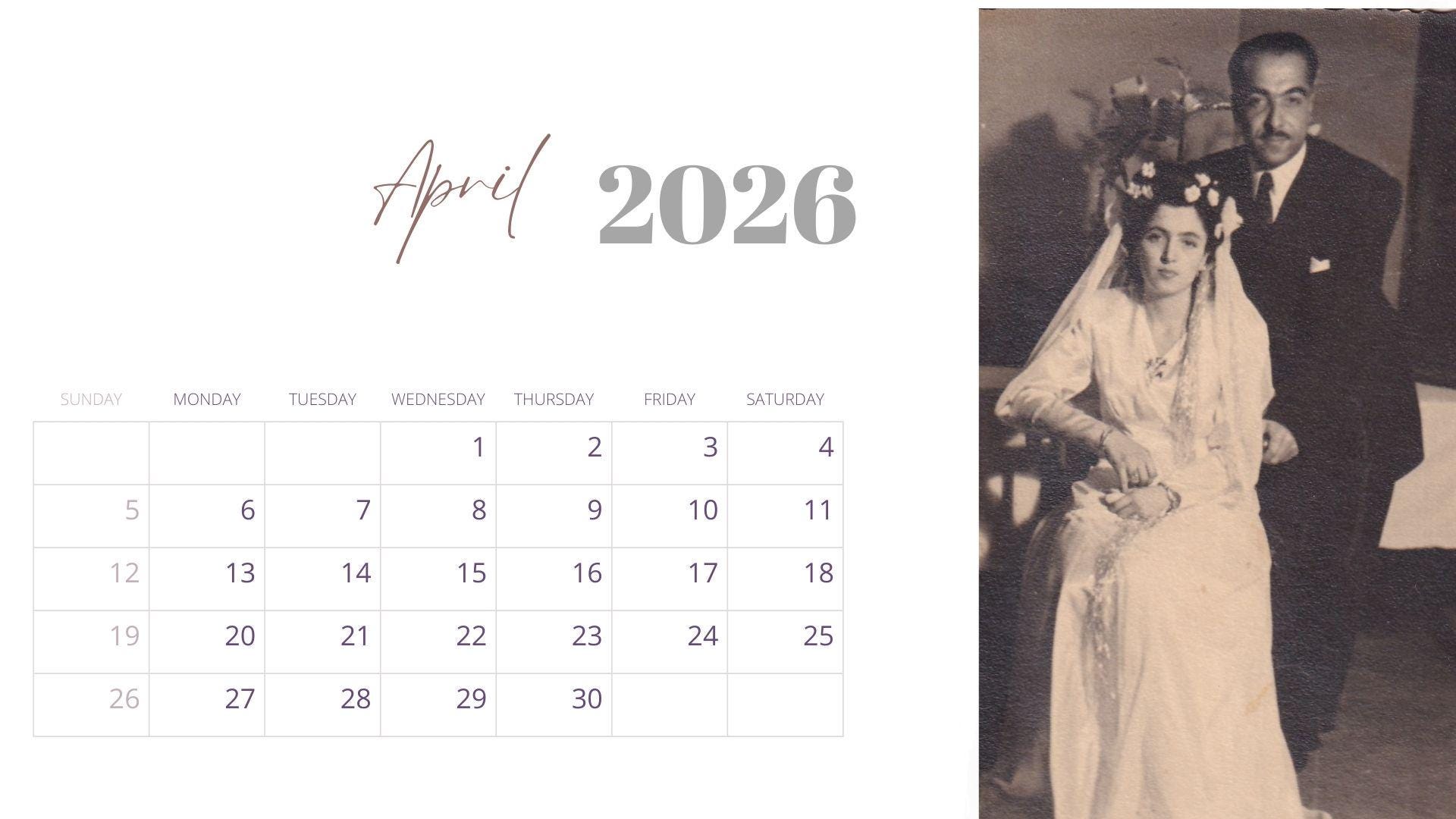 2026 Vintage Photo Calendar || Retro 60s & 70s Printable Wall Calendar ...