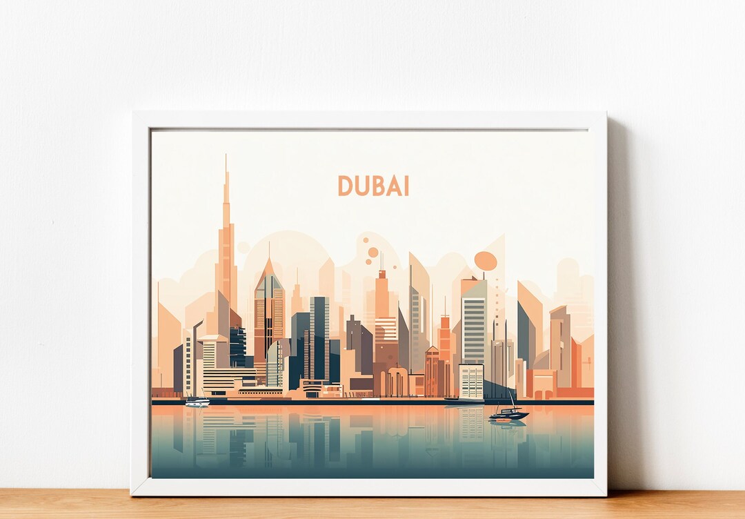 Dubai Travel Poster Dubai Poster Wall Art United Arab Emirates Vintage ...