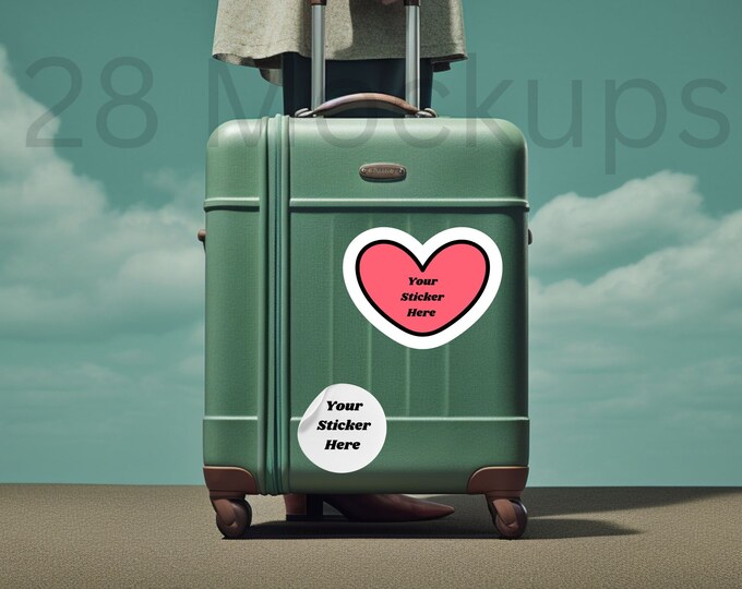 Sticker Mockup, Suitcase Sticker Mockup, School Sticker Mockup ...