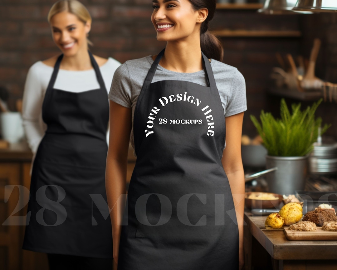 Black Apron Mockup, Kitchen Apron Mockup, Cooking Apron Mockup, Barista ...
