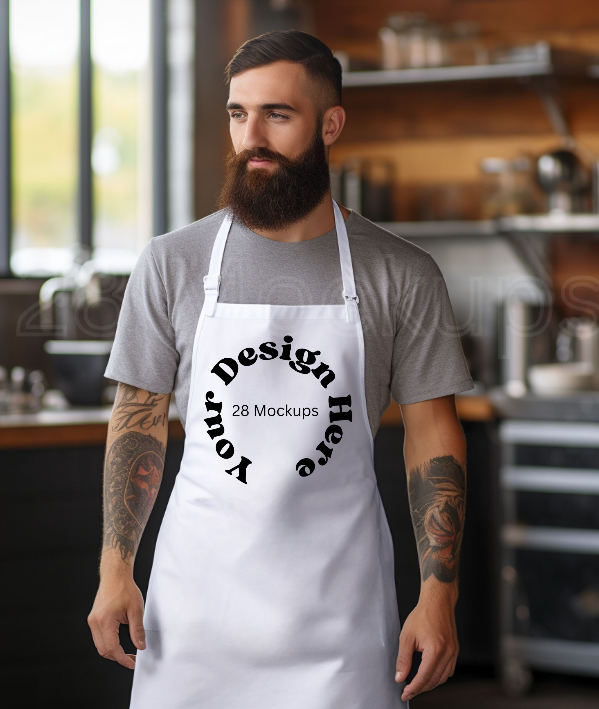 White Apron Mockup, Kitchen Apron Mockup, Cooking Apron Mockup, Barista ...