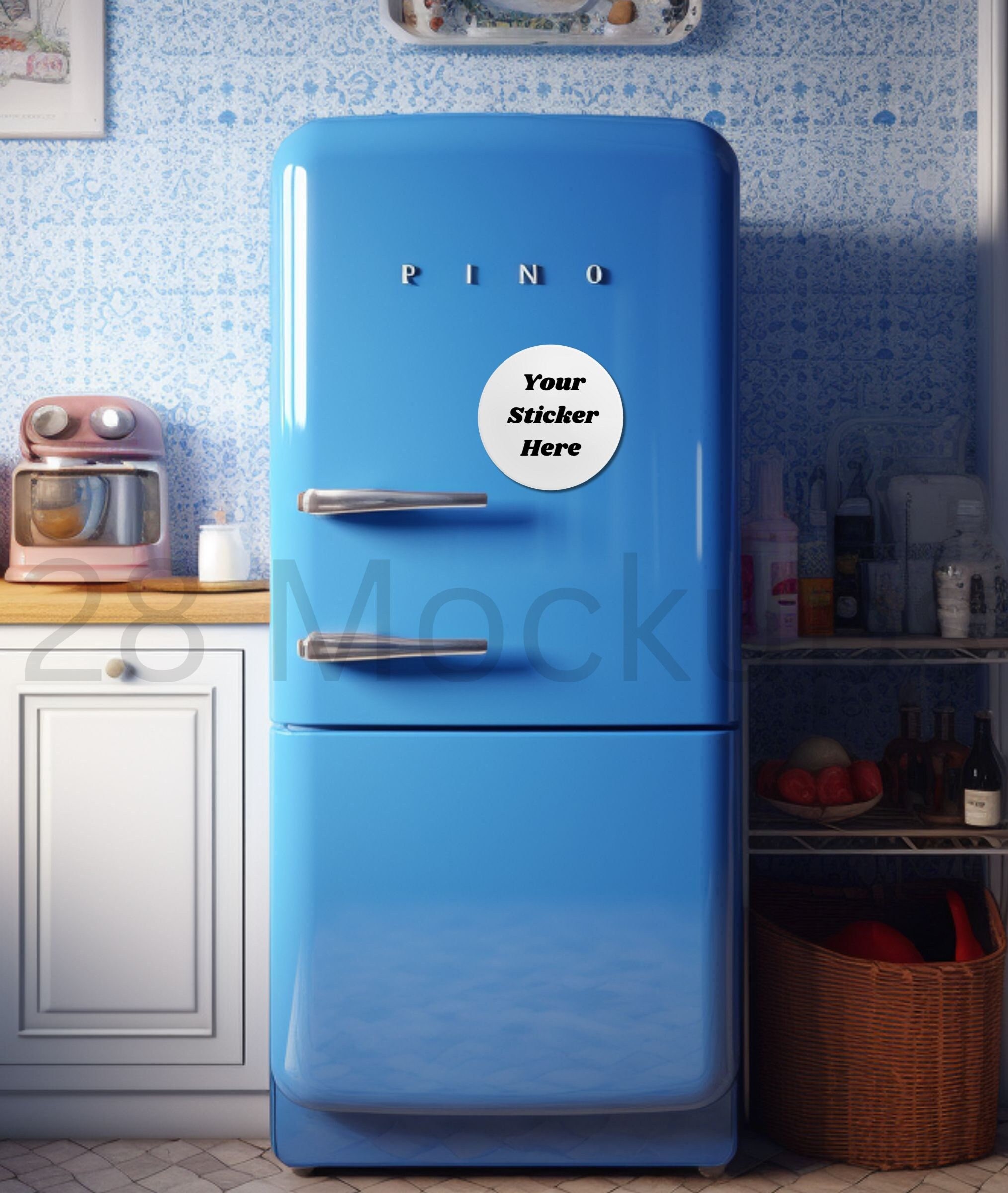 Sticker Mockup, Fridge Sticker Mockup, Kitchen Sticker Mockup, Notebook ...