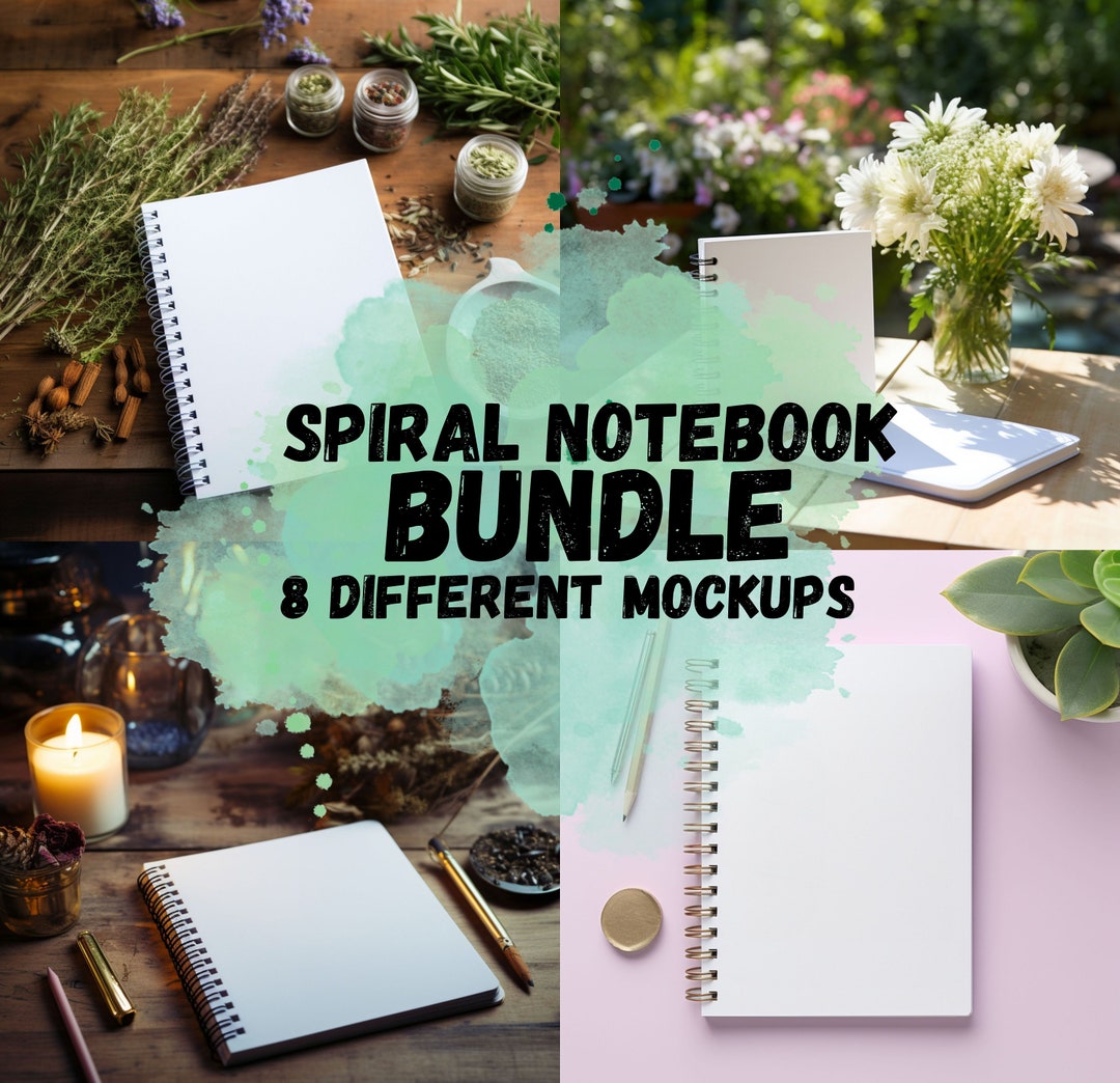Spiral Notebook Mockup, Spiral Journal Mockup, Journal Mockup Bundle ...