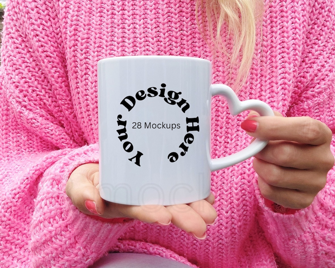 11 OZ Heart Shape Handle Mug Mockup, White Mug Mockup, Mug Mockup ...