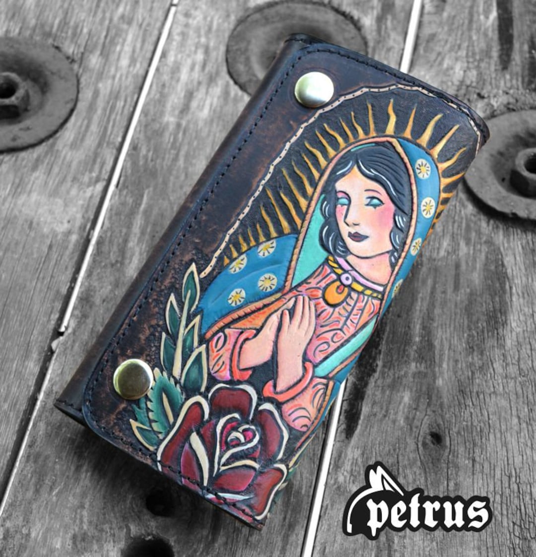 Biker Wallet Custom Virgen De Guadalupe - Etsy