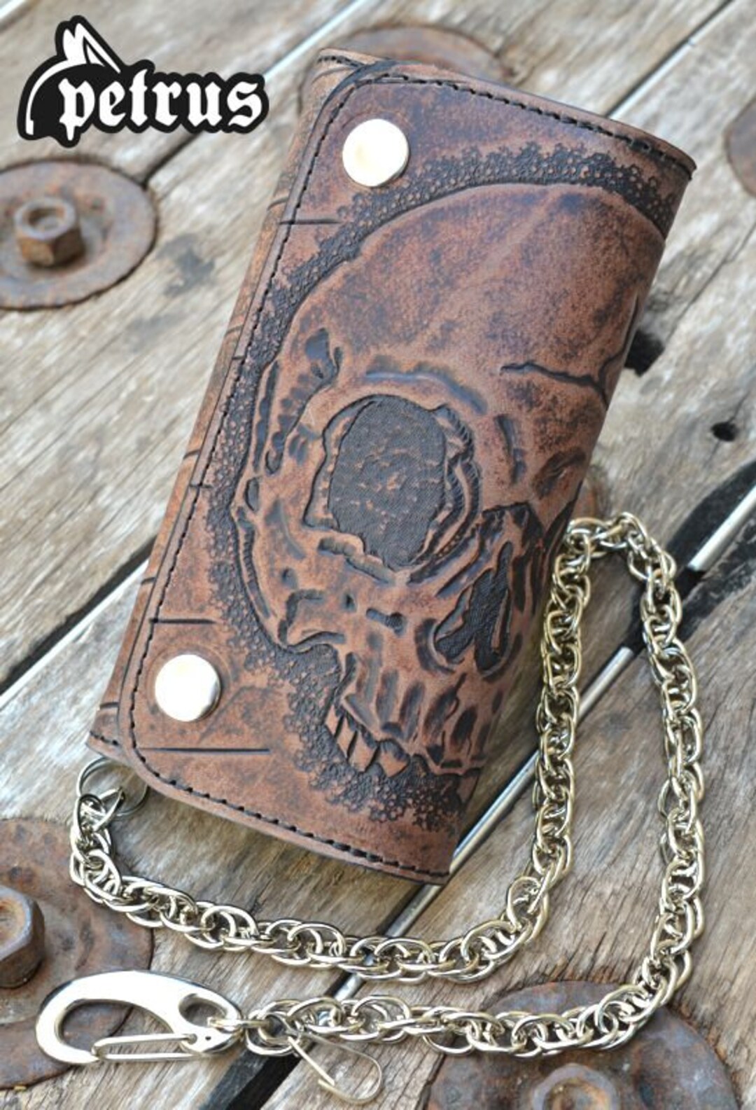 Biker Wallet Custom Skull - Etsy