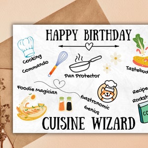 Happy Birthday Card for Chef Birthday Gift Tag Birthday Card - Etsy