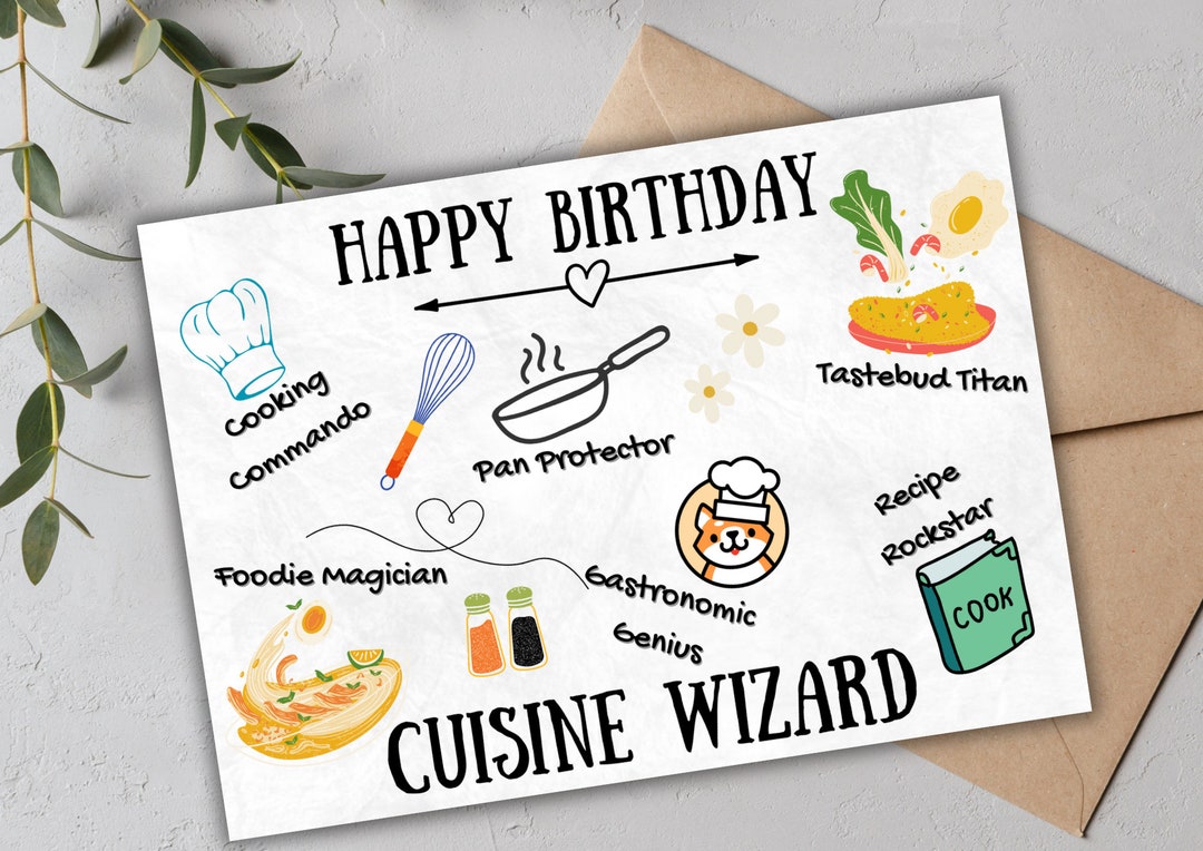 Happy Birthday Card for Chef Birthday Gift Tag Birthday Card - Etsy