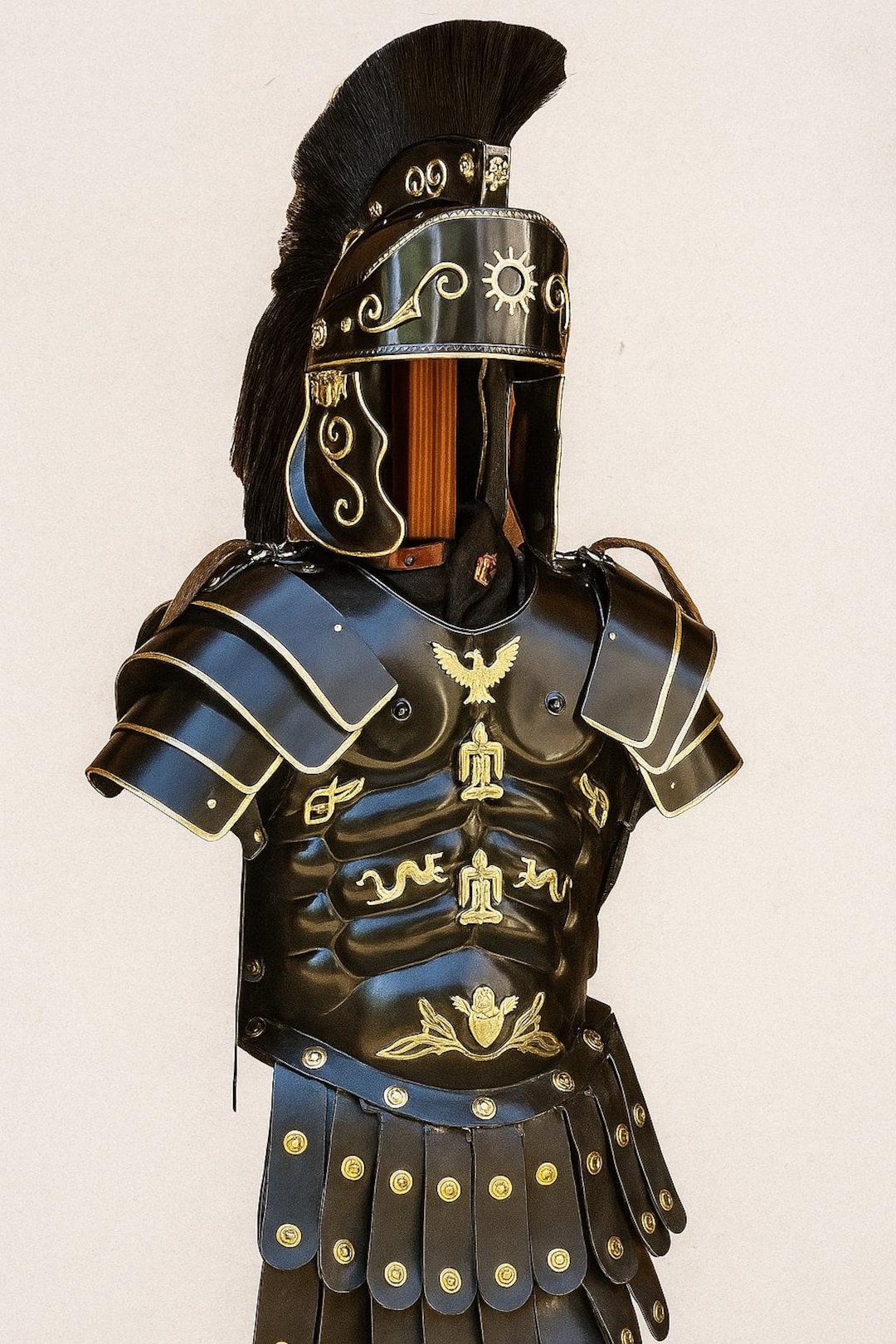 Halloween Medieval Roman Black Muscle Armour - Knight Greek Gladiator ...