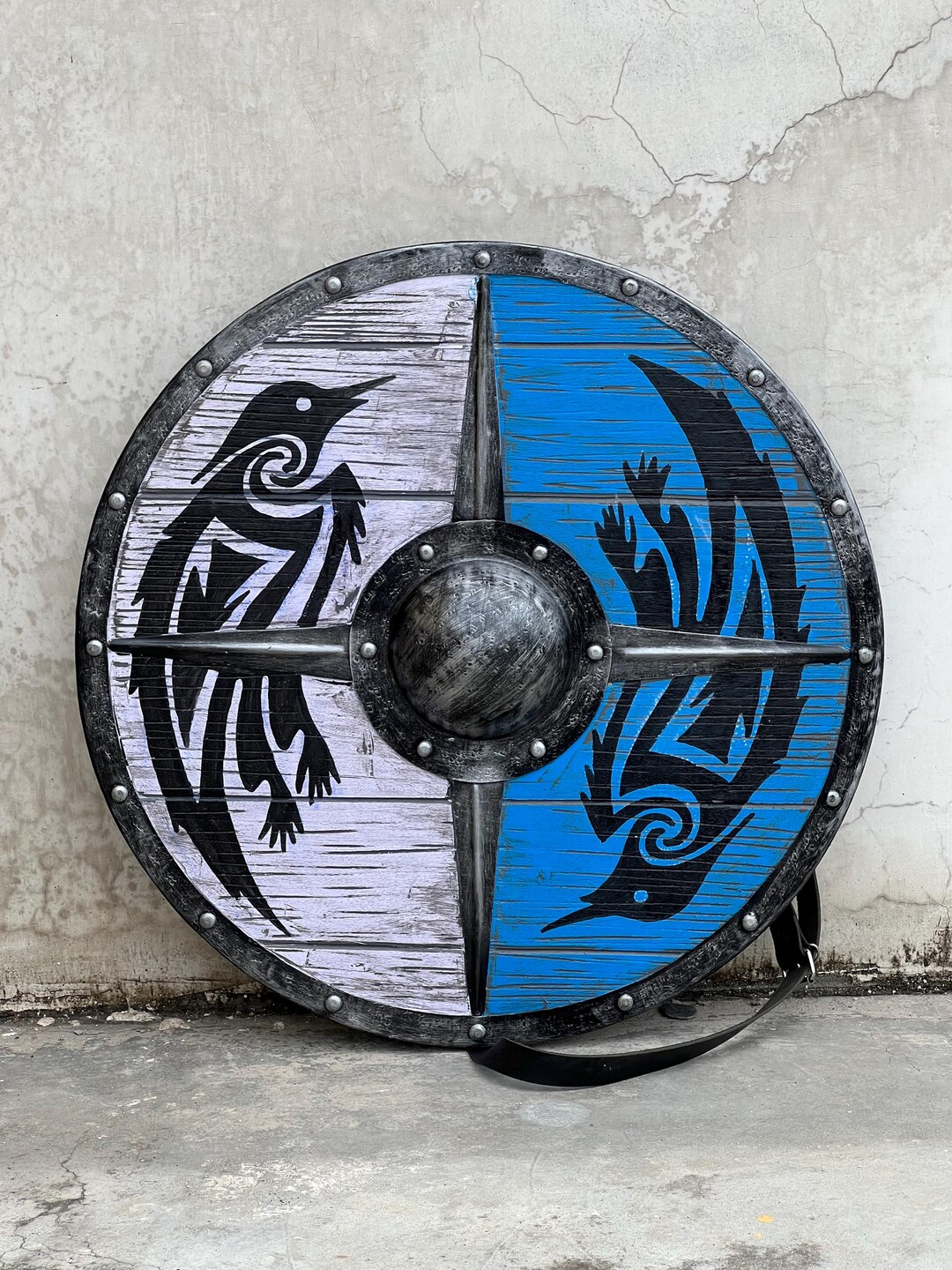Handmade Viking Raven Shield – Wooden Norse Round Shield for LARP ...