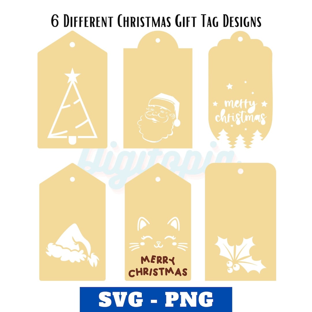 Christmas Gift Tag Templates SVG PNG Commercial Use Gift - Etsy