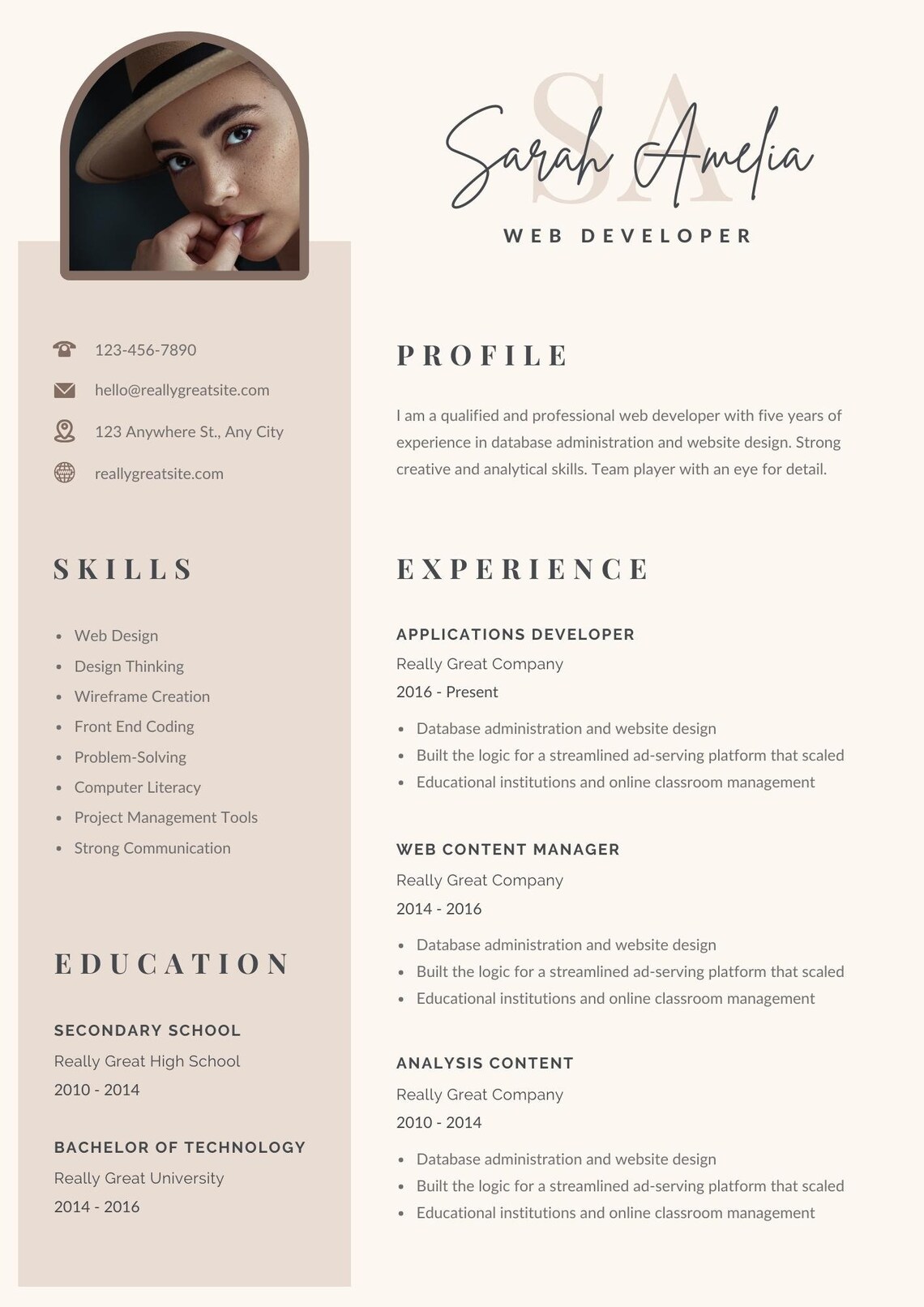 CV Template brun - Etsy France