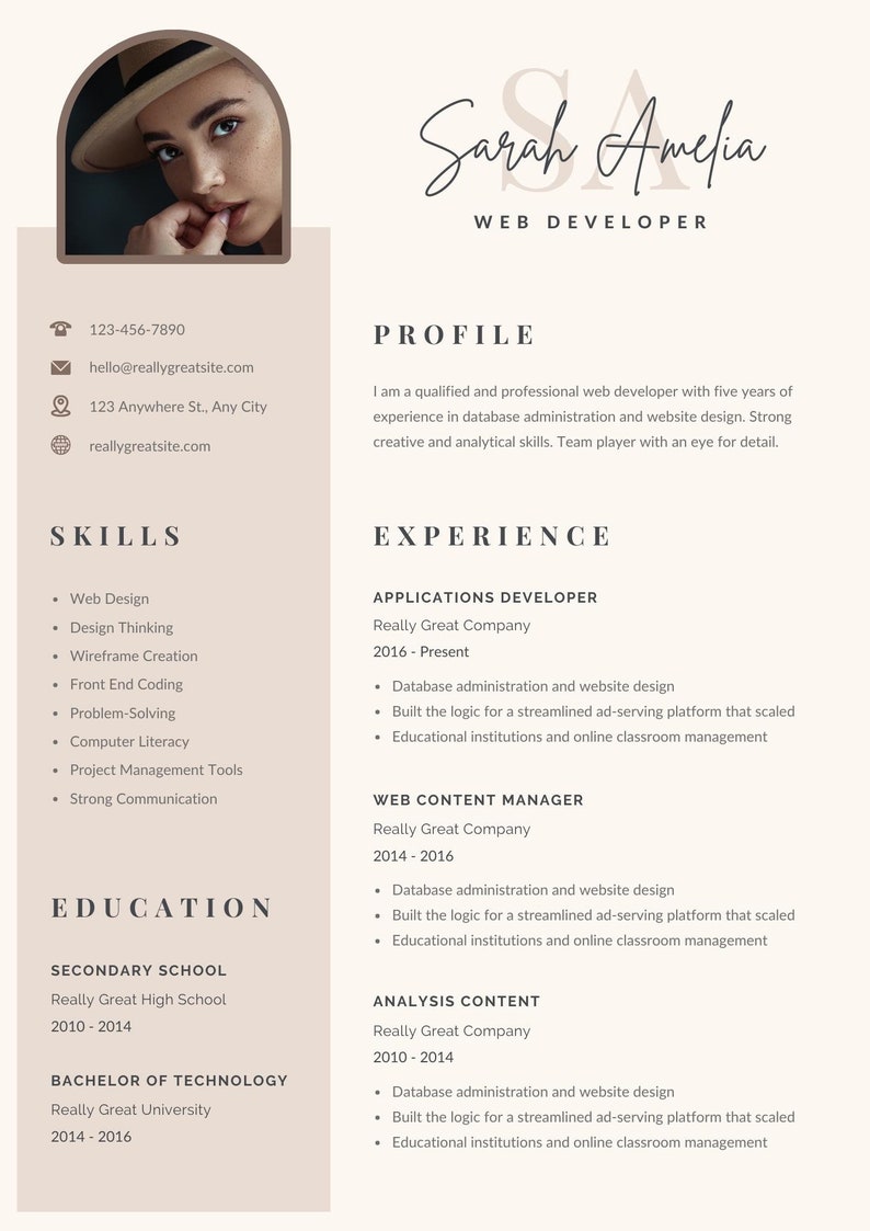 CV Template Brown - Etsy