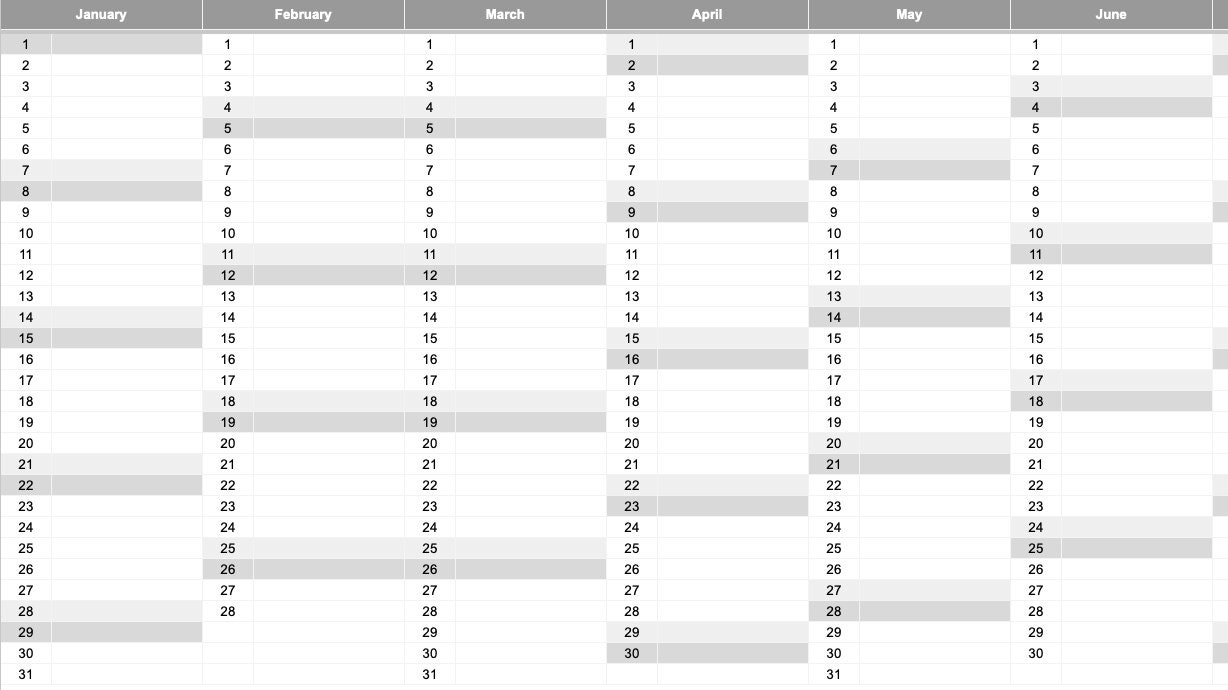 EDITABLE Year at Glance 2023/2024/2025/2026 Calendar Planner | Color or ...