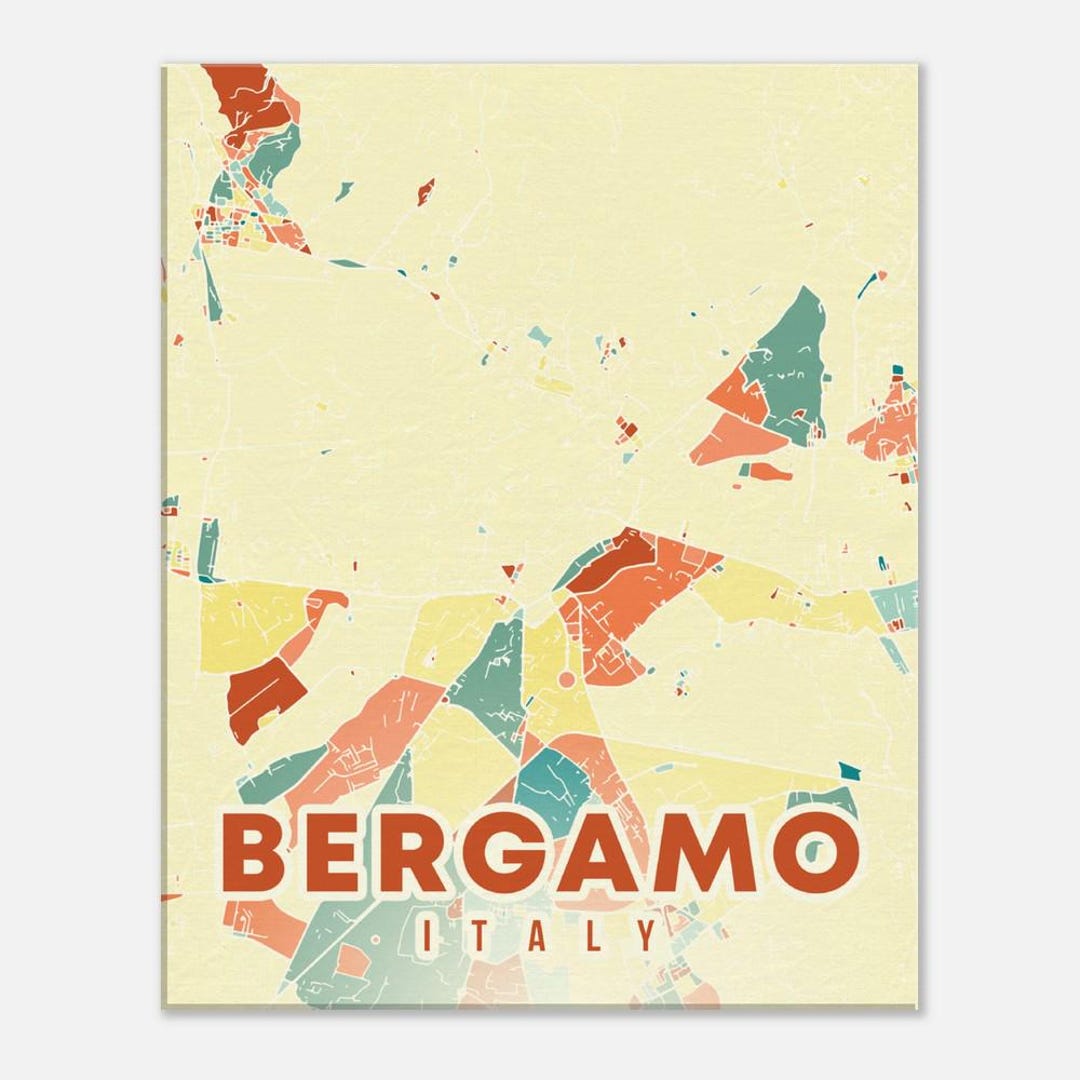 Bergamo Italy Poster – Colorful Retro Urban Map - Etsy