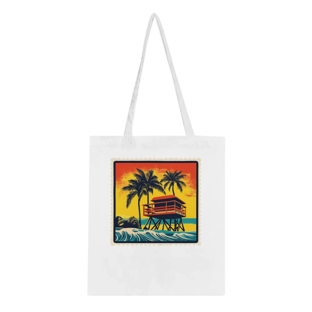 Baywatch Sunset Tote Bag – Palm Groves and Tropical Waves Tower - Etsy