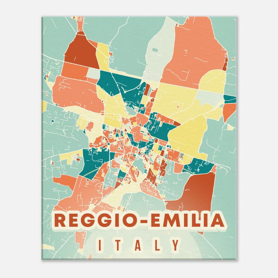 Reggio Emilia Italy Poster – Colorful Retro Urban Map - Etsy