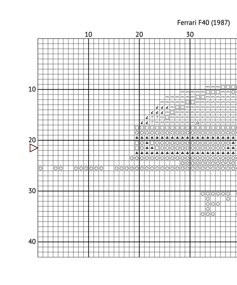 Ferrari F40 Car Cross Stitch Pattern Embroidery Instant Download PDF - Etsy
