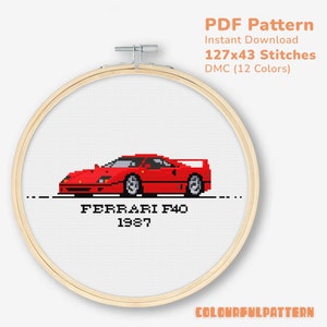Ferrari F40 Car Cross Stitch Pattern Embroidery Instant Download PDF - Etsy