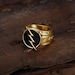 14k Yellow Gold Reverse Flash Ring Black Enamel Lightning Bolt Ring ...