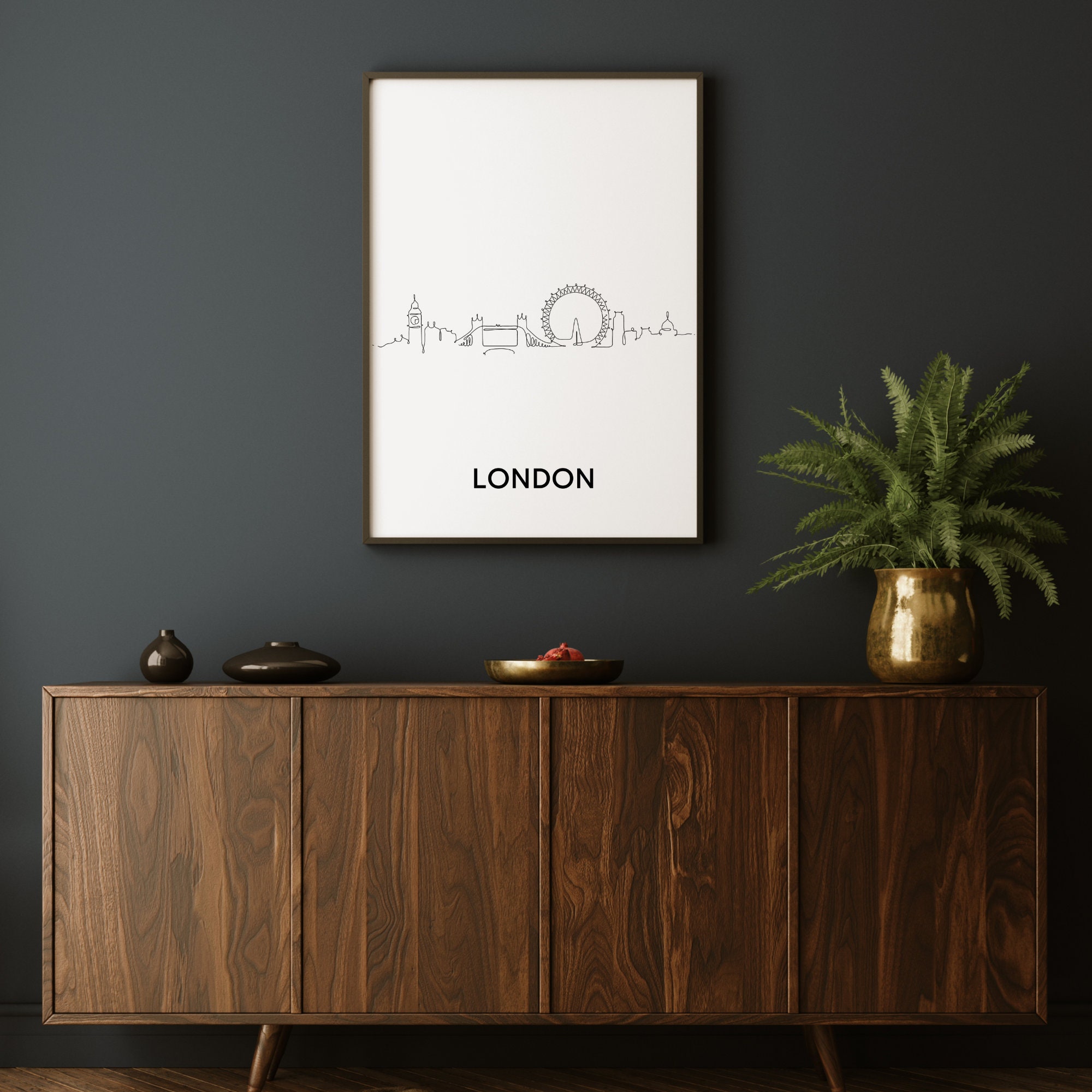 London Skyline Line Drawing Print Cityscape Wall Art - Etsy