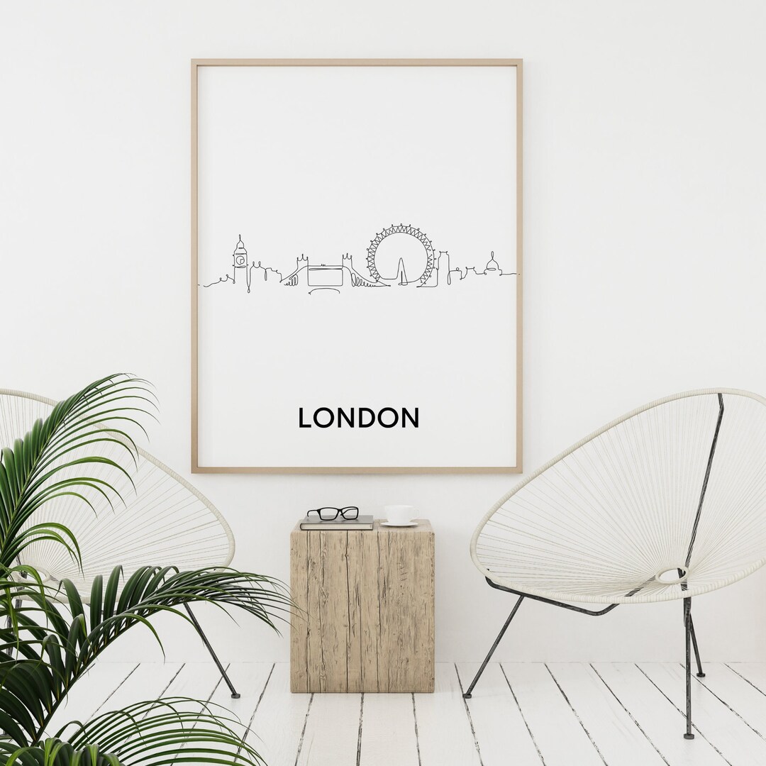 London Skyline Line Drawing Print Cityscape Wall Art - Etsy