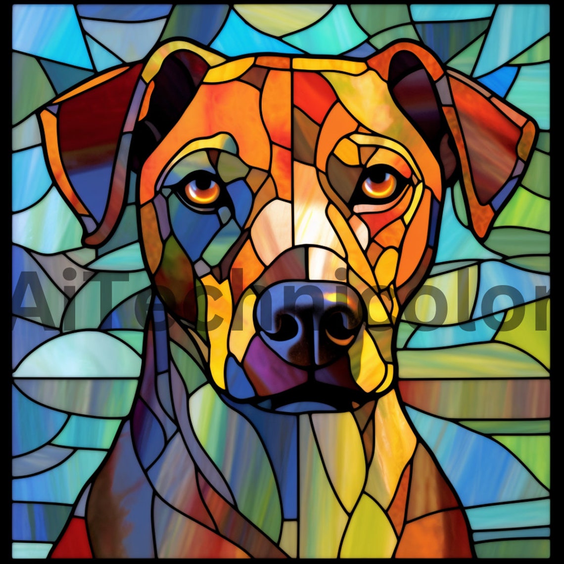 105 Stained Glass Dog Bundle Clipart PNG High-resolution Digital ...