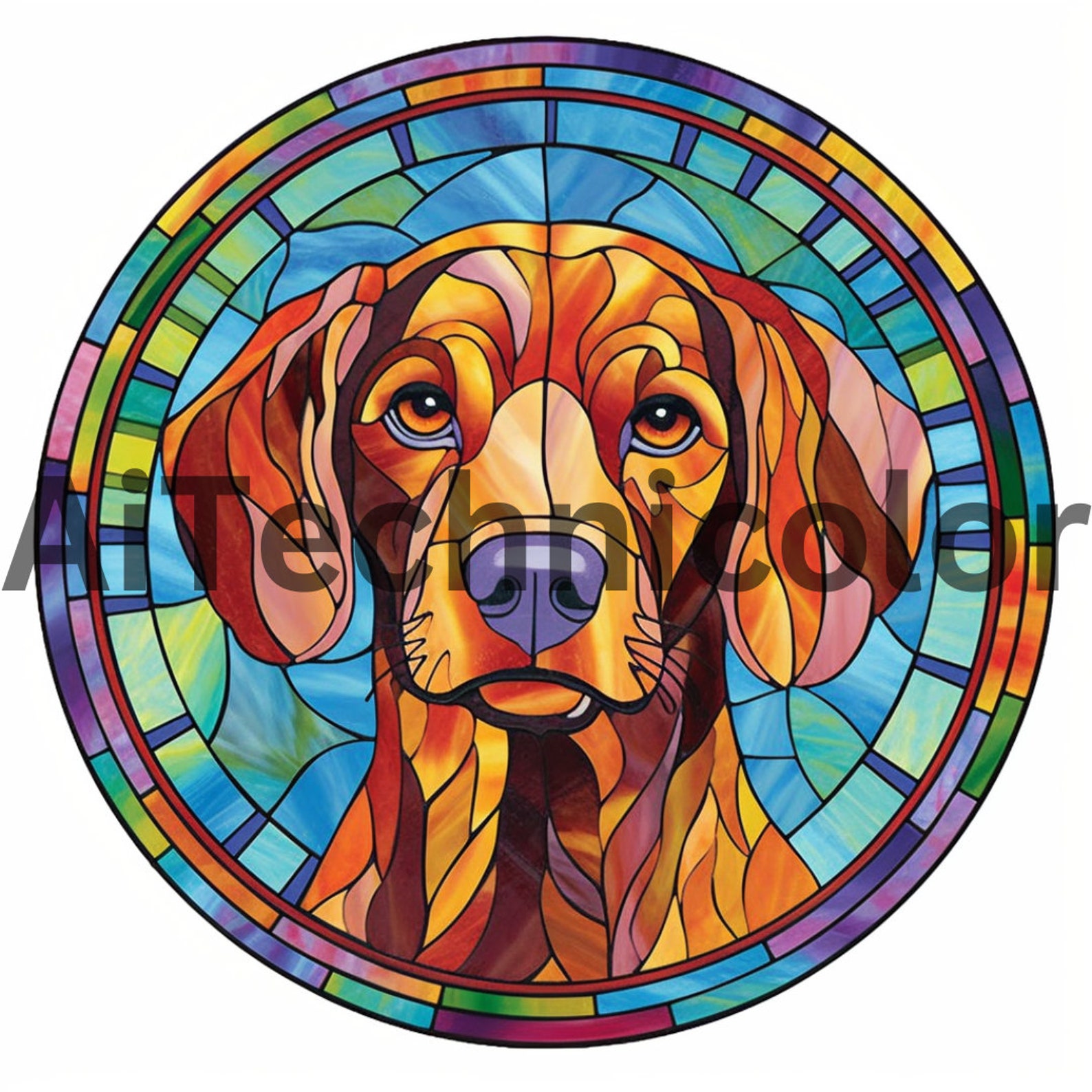 100 Circle Stained Glass Dogs Bundle Clipart PNG High-resolution Art ...