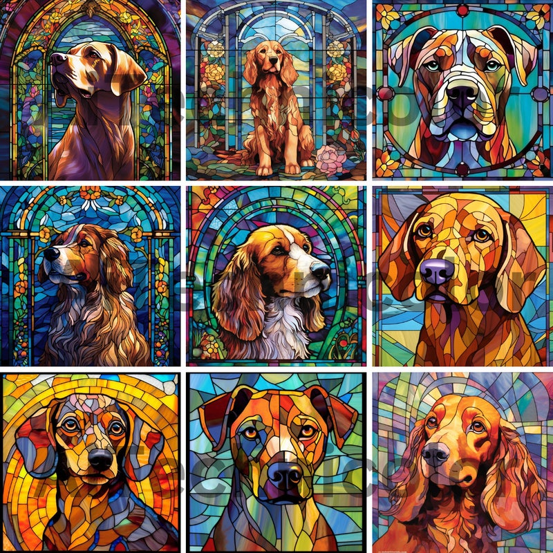 Stained Glass Dog - Etsy