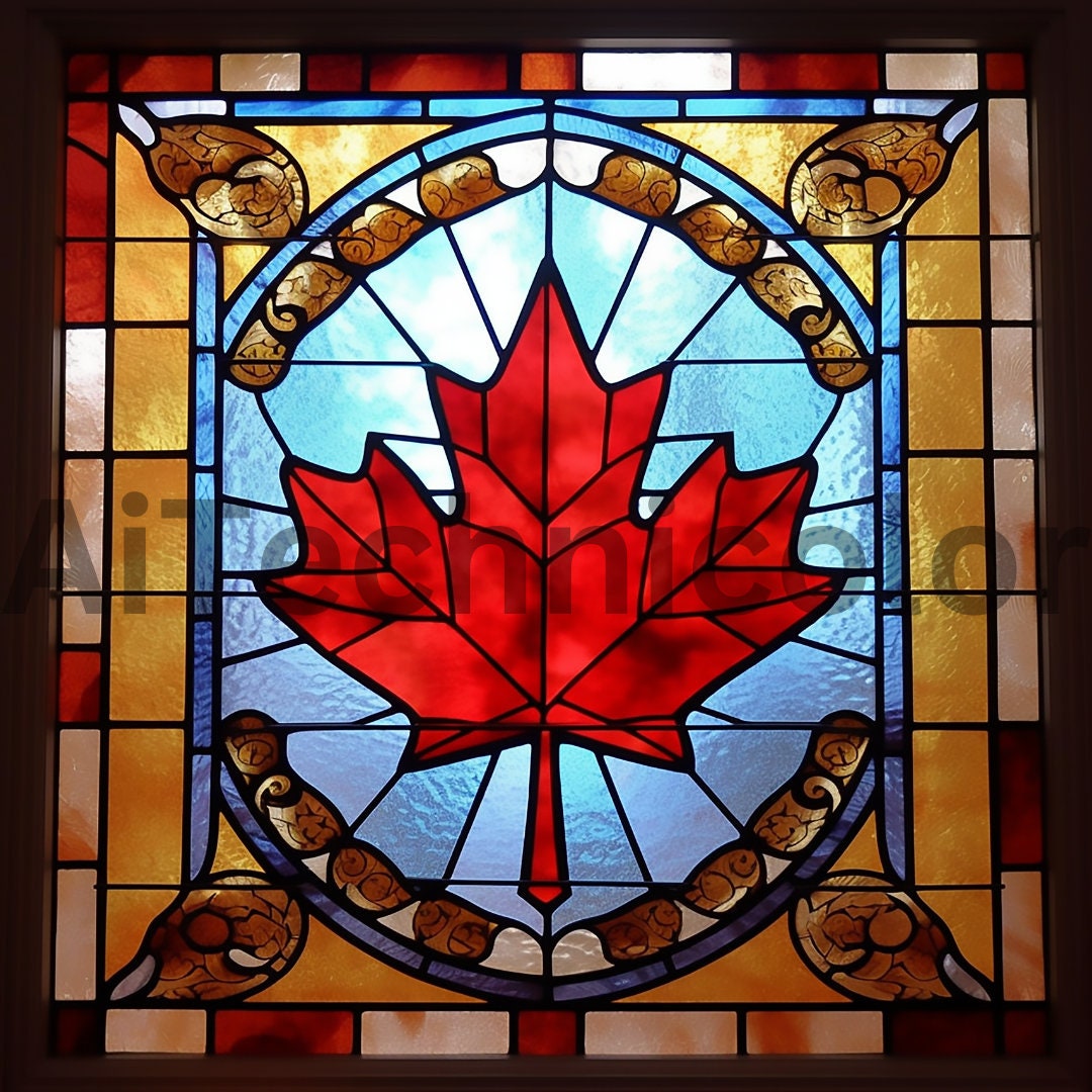 31 Stained Glass Canadian Maple Leaf Bundle Clipart PNG - Etsy