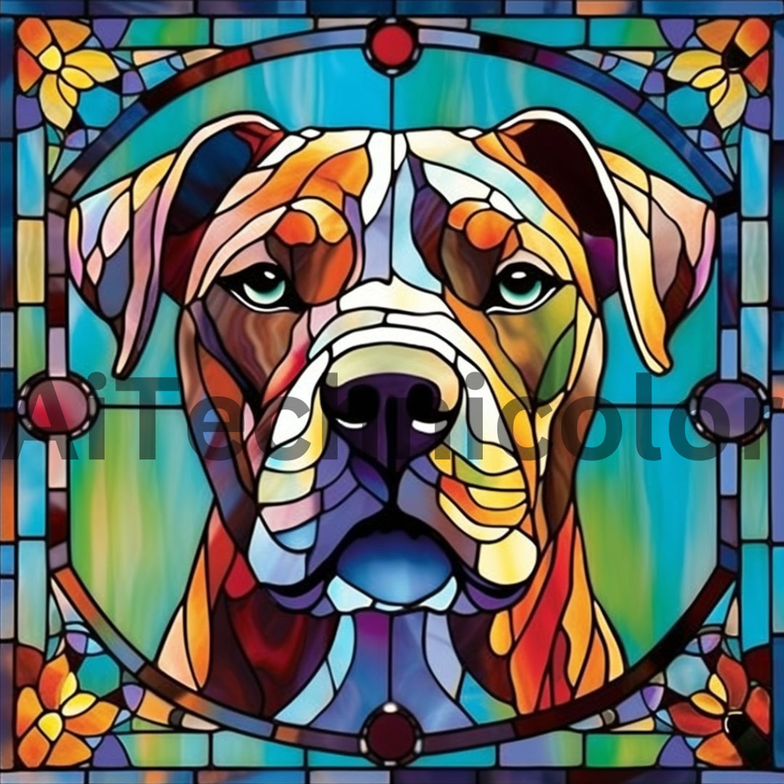 105 Stained Glass Dog Bundle Clipart PNG High-resolution Digital ...